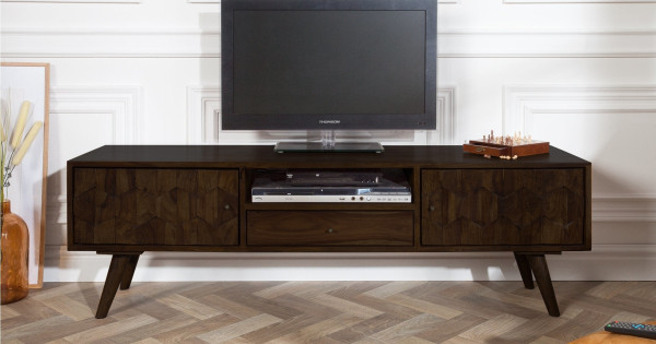 ANGEL FURNITURE Sheesham Wood Hexagoanl Brick Design Entertainment Unit ...
