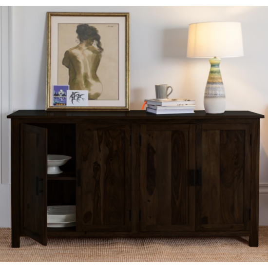 ANGEL FURNITURE Canberra Sheesham Wood Four Door Storage Cabinet ...