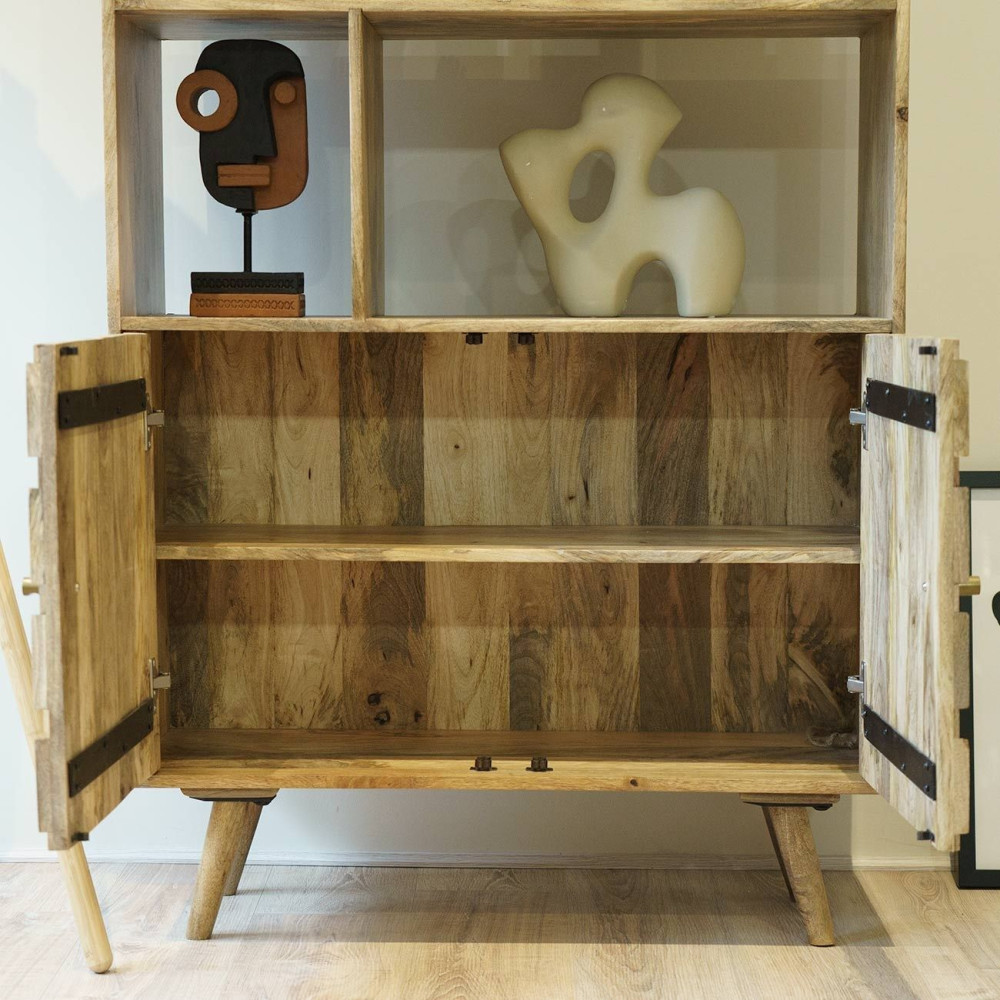 ANGEL FURNITURE Darwin Mango Wood Sideboard in Natural Finish (Bookshelf)
