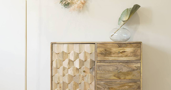 ANGEL FURNITURE Darwin Mango Wood Sideboard in Natural Finish (Closed ...