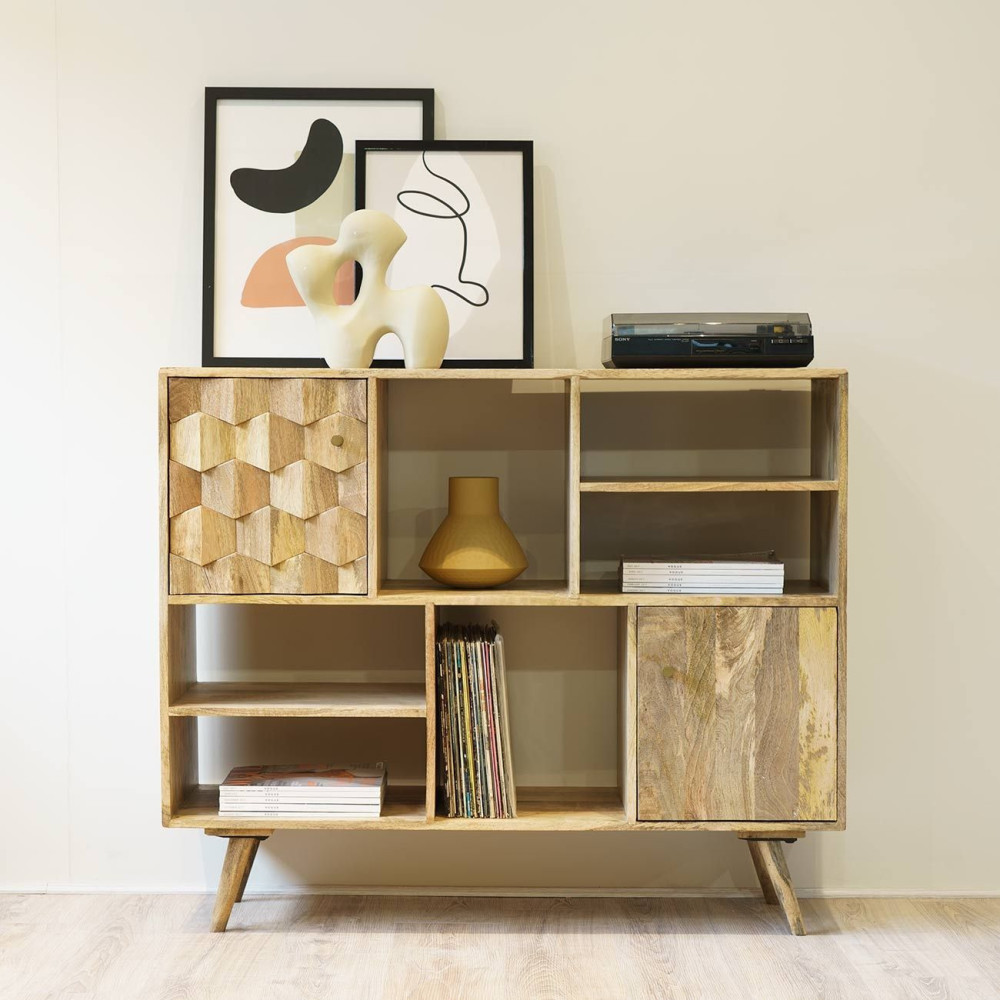 ANGEL FURNITURE Darwin Mango Wood Sideboard in Natural Finish (Open ...