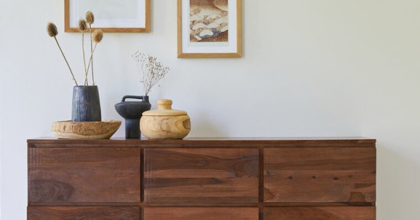 Angel Furniture quasar large sideboard with metal legs strip design ...
